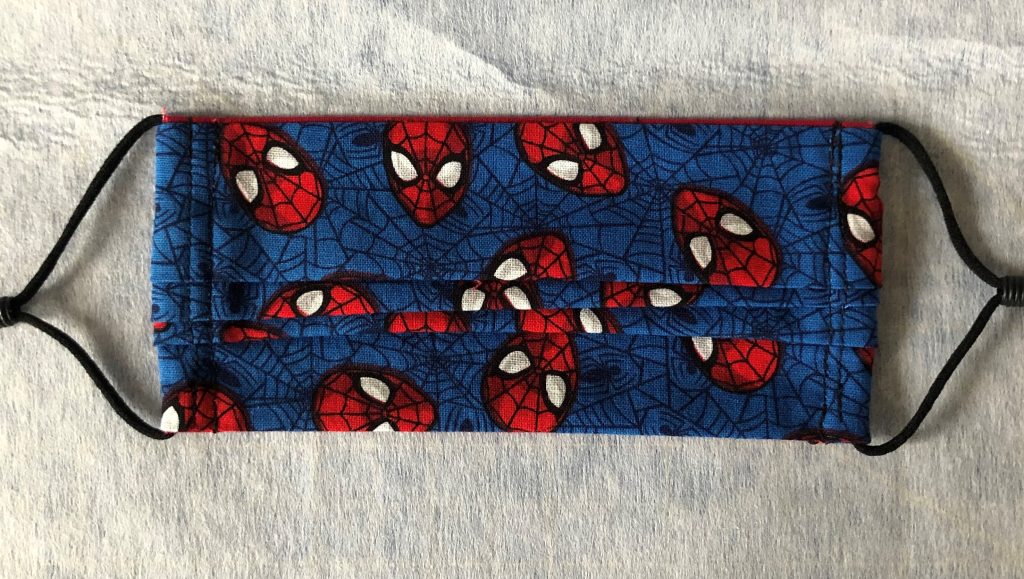 Kids Pleated Blue with Spiderman Faces Pattern - Made By Mamma Creations