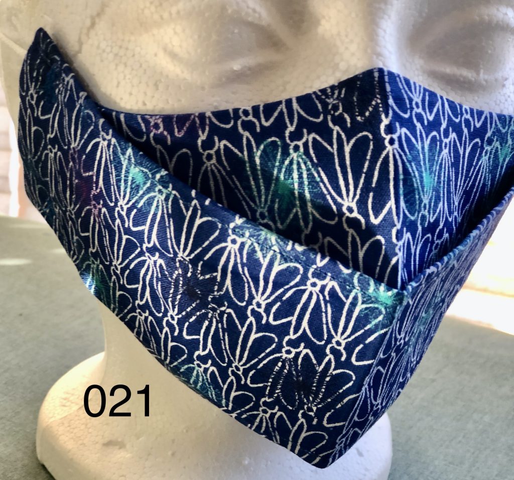 Origami Dark Blue with White Flower Drawings - Made By Mamma Creations