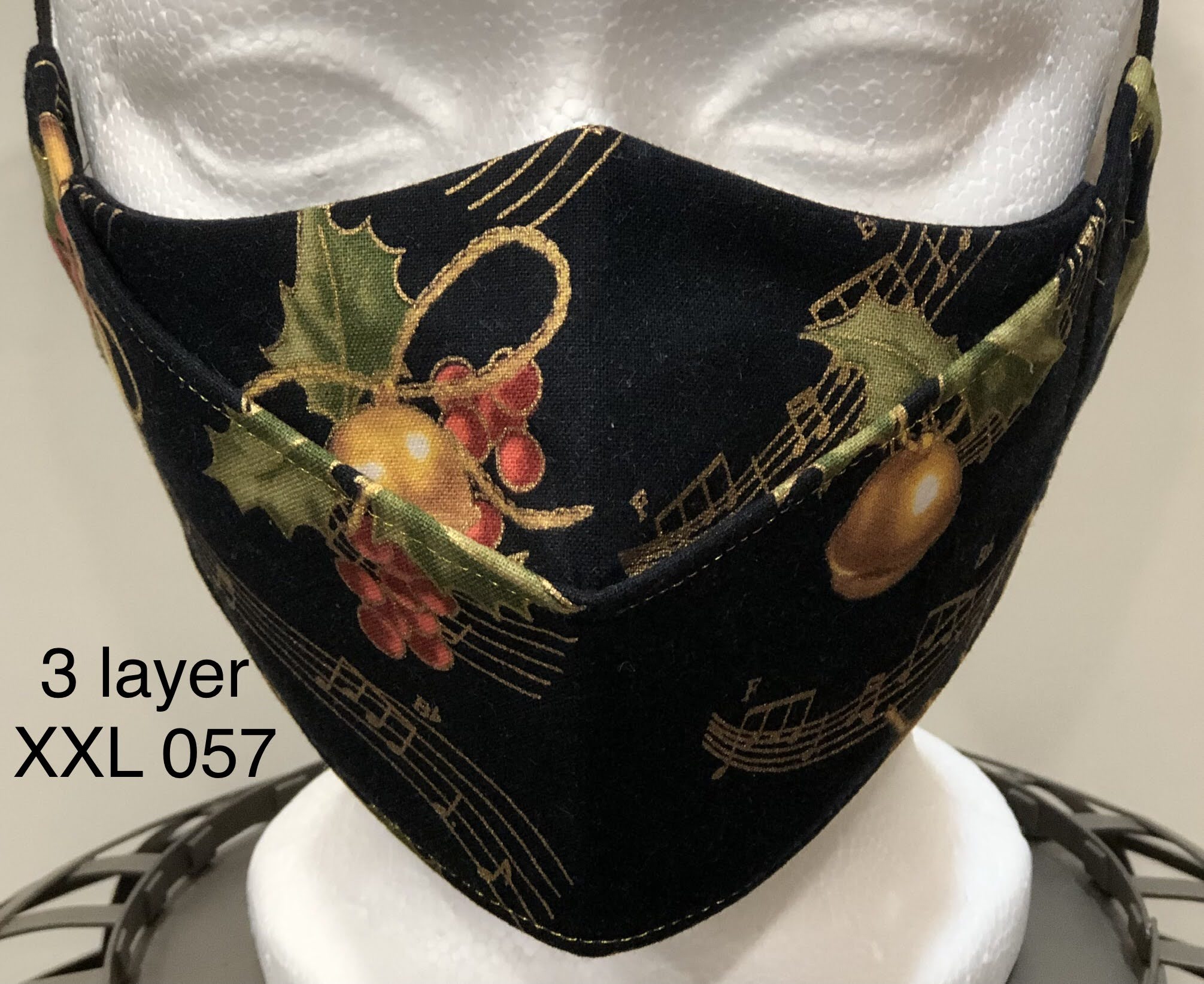 Origami 3L Black with Gold Jingle Bells and Mistletoe Pattern - Made By ...