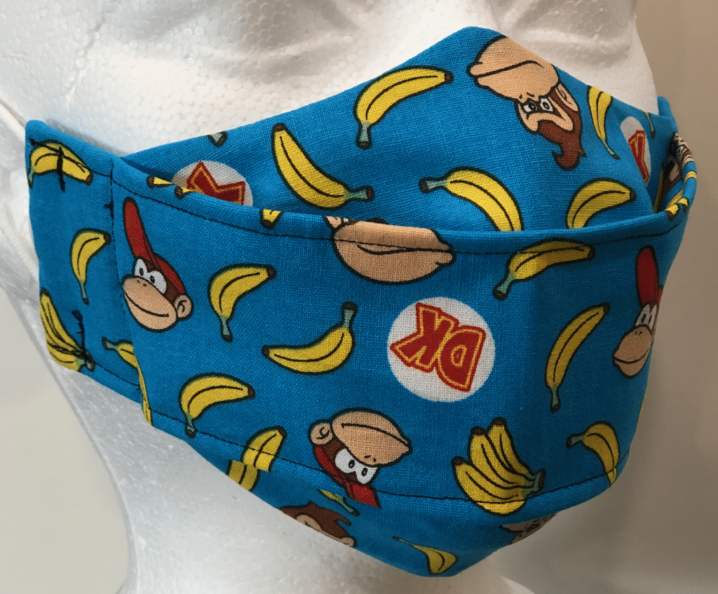 Donkey and Diddy Kong with bananas on blue Mask - Made By Mamma Creations