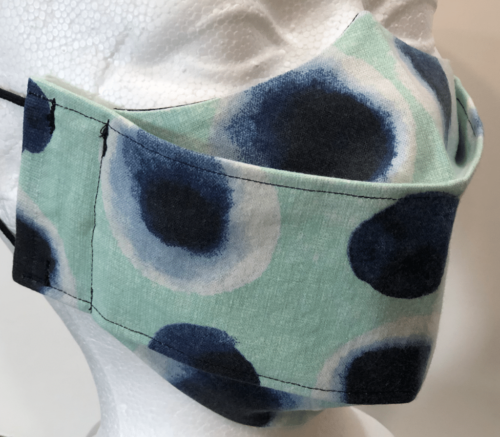 Light Sea Green with Large Dark Blue Spots Mask - Made By Mamma Creations